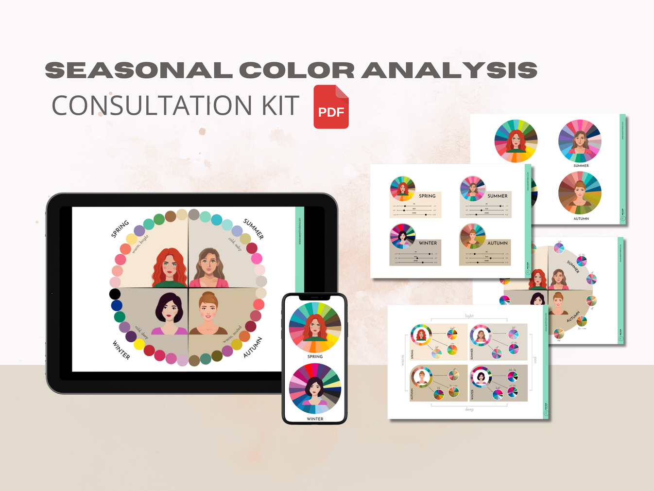 12 Seasonal Color Analysis Kit PDF for Professional Armocromia Consult ...