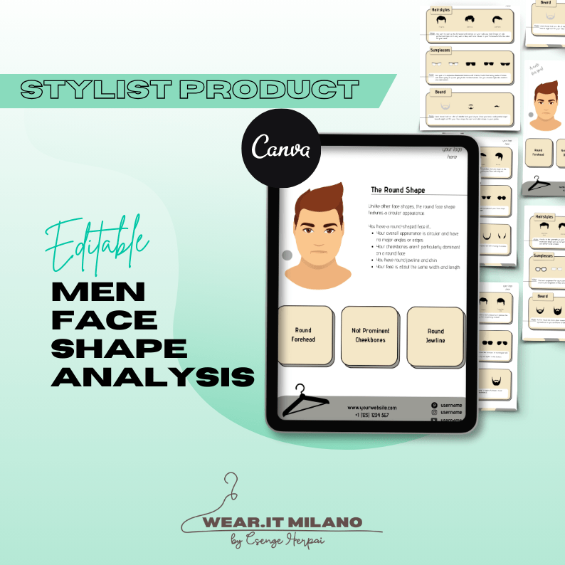 Men’s Face Shape Analysis Guide Canva Template | wearitmilano